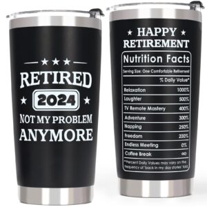 qtds retirement gifts for men 2024 - best funny retirement gifts for teachers coworkers boss doctors - retired gifts for men, humorous happy retirement gifts, 20 oz retirement coffee tumbler cup