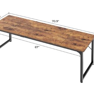 Huuger Computer Desk, 70 Inch Office Desk, Gaming Desk with Storage, Writing Desk Work Desk for Home Office, Study, Long Simple Desk, Large Legroom, Metal Frame, Rustic Brown