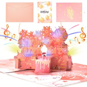 birthday cards for women upgraded version with 30-second recording function,pop-up can blow led candles and happy birthday song,the birthday christmas gifts for sisters,mothers,wives and grandmothers