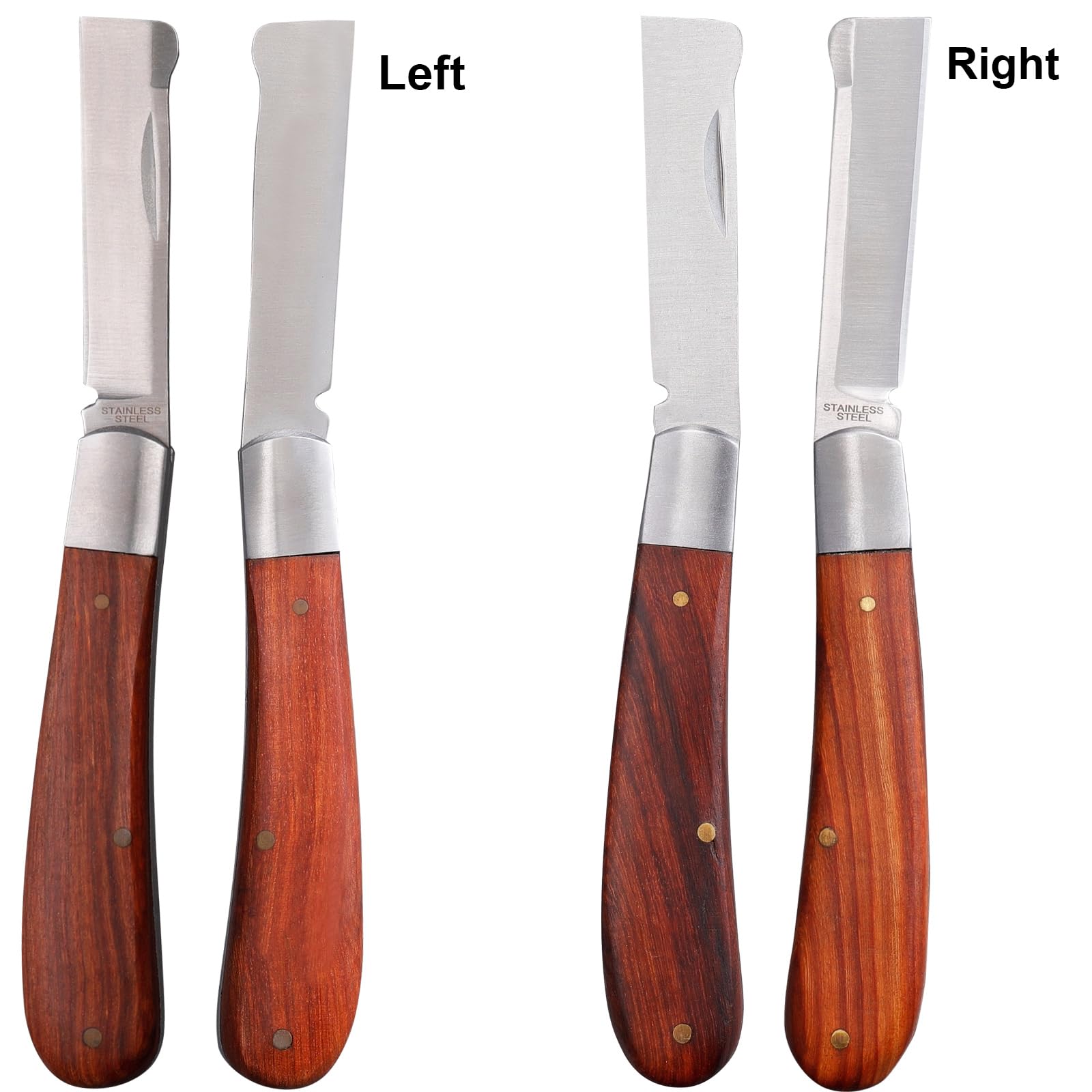 BUMUR Single Bevel Grafting Knife with Grafting Tapes for fruit trees,1 Left Handed 1 Right Handed Professional Gardening Grafting Tool Kit, Rosewood