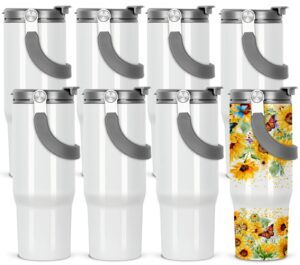 tswofia 30 oz sublimation tumblers, sublimation tumbler blank with portable handle, stainless steel sublimation cup with straw leakproof flip, individually boxed (8 pack)