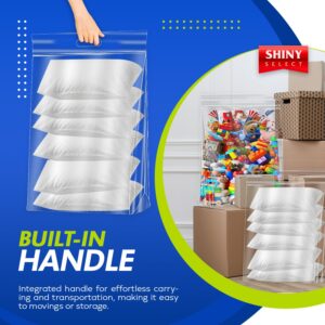 Shiny Select 20 Gallon Jumbo Storage Bag with Handle, Resealable Zipper Top 24x32, 3 Bags - Clear Big Plastic, Extra Large XL, 4 Mil Thick Heavy Duty for Travel, Moving, Clothing, Bedding