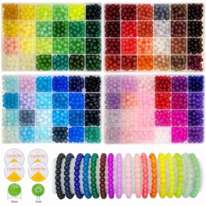 gaspletu 2500pcs 8mm glass beads bracelet making kit, 96 colors crystal beads for jewelry making, 4 box round beads suitable for beginners