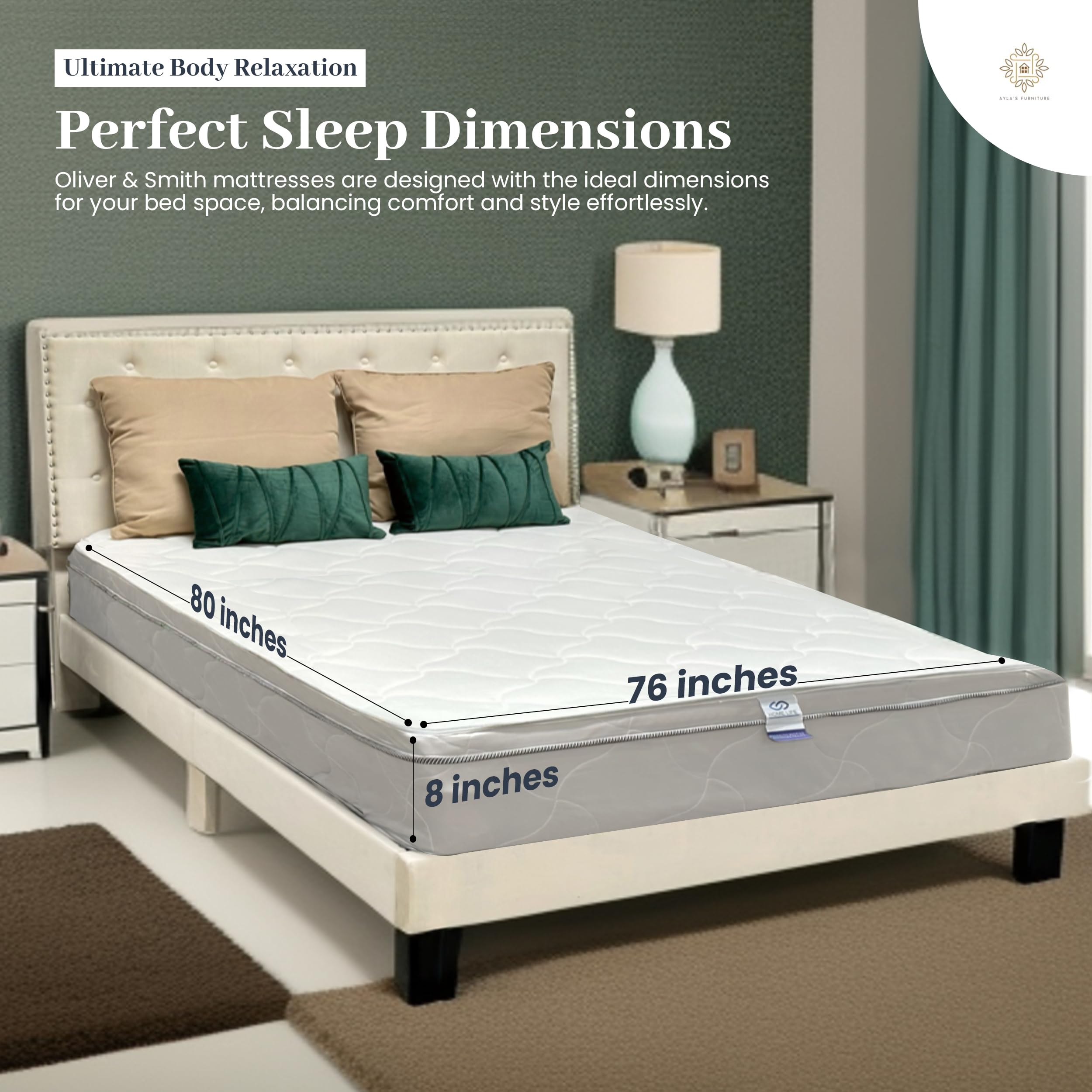 Aylas Furniture King Size Mattress- 8 Inch Hybrid King Mattress with High Density & Comfort Cold Foam with Continuous Coil Bonnell Springs - Eco-Friendly, Breathable King Bed Mattress Medium Firmness