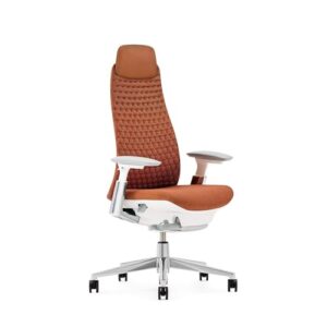 haworth fern executive office chair with ergonomic innovations - stylish desk chair with digital knit finish and adjustable headrest - with lumbar support (ember)