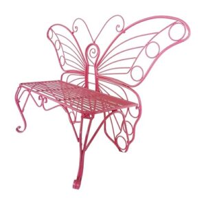 Hi-Line Gift Ltd. Pink Metal Butterfly Bench: Enchanting Outdoor Charm