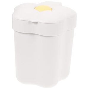 tehaux mini desk trash can with lid, desktop mini plastic waste garbage can countertop garbage bin cute flower shape wastebasket mini waste can for desk car office home kitchen, white