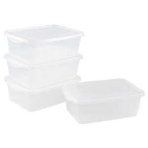 nesmilers 6.5 quarts clear latching box, plastic storage containers with lids set of 4