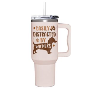 at2z global dachshund gifts for women, dog lovers - mothers day gifts from dogs - birthday gifts for dackel owners - christmas gifts for dachshund mom - wiener dogs 40oz tumbler with handle & straw