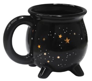 raisly astral cauldron coffee mug 300ml/10oz black ceramic witch mugs, adorable sorceress’s potion themed cups, all-season drinkware, ideal for christmas thanksgiving halloween and party presents