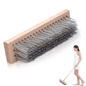 Rough Surfaces Floor Brush with Long Handle, 20cm Heavy Duty Stiff Bristles Floor Scrubber Stainless Steel Wire Deck Scrub Cleaning Tool for Tile, Deck, Garage, Kitchen, Bathroom, Deck