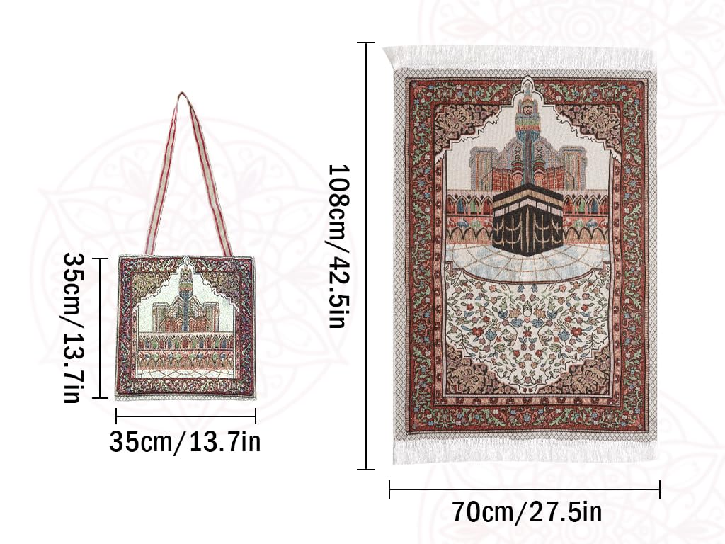 Anlising Prayer Mat, Prayer Mat Islamic, Muslim Prayer Rug, Prayer Mat Islam, with Elegant Design Bags, for Ramadan Islamic Muslim Prayer, Great Gift for Family, Lover and Friends