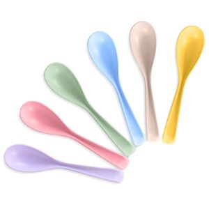 hmdzmr soup spoons wheat straw chinese soup spoons ramen spoons, long asian soup spoon, plastic dinner spoons for noodle dumpling wonton cereal (6pcs)