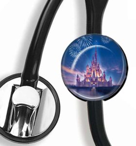 castles and fireworks stethoscope tag personalized,nurse doctor stethoscope id tag customized, medical stethoscope name tag