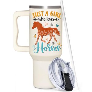 horse gifts for girls - horse gifts for women - christmas, mothers day gifts for horse lovers - birthday gifts for horse owners - horse riding lover gifts - horse 40oz tumbler with handle & straw