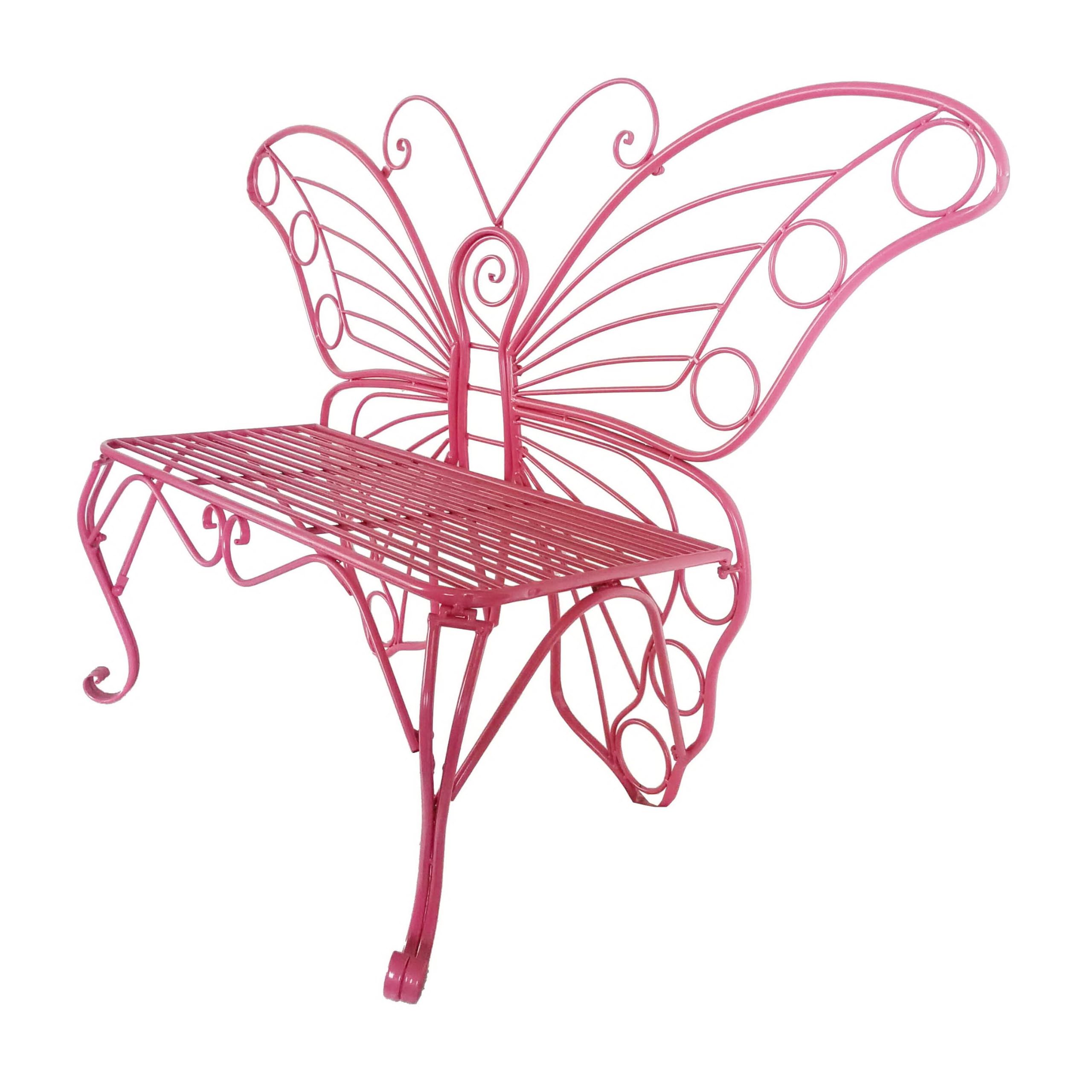 Hi-Line Gift Ltd. Pink Metal Butterfly Bench: Enchanting Outdoor Charm