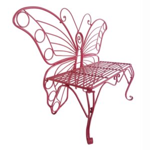 Hi-Line Gift Ltd. Pink Metal Butterfly Bench: Enchanting Outdoor Charm