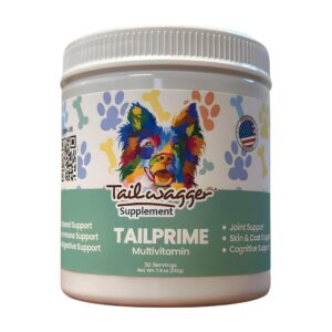 tailwagger hip, joint, energy & vitaly support supplement for dogs - supports digestive health, immune system, heart and skin health - 30 servings, 7.9 oz.