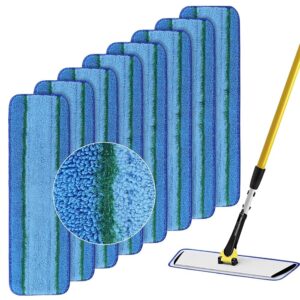 upgraded replacement microfiber mop pads for rubbermaid commercial 18 inch mop 17 inch mop, reusable wet & dry commercial cleaning flat mop system 18" 17" refill head for multi-surface floor-8 pack