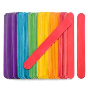 60 pieces jumbo colored popsicle sticks, 8 inch natural colored wooden craft sticks, multi-purpose rainbow ice cream sticks for diy classroom crafts, home art projects and plant labels