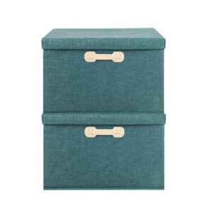 fhdd linen fabric foldable storage bins organizer collapsible storage boxes containers organization baskets cube decorative for room closet storage bins (morandi green, xl 19*16*11 inches) 2 pack.