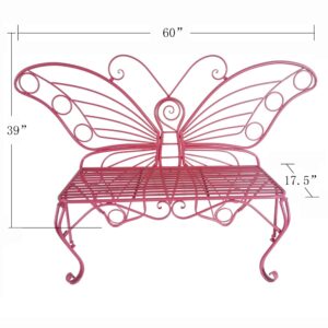 Hi-Line Gift Ltd. Pink Metal Butterfly Bench: Enchanting Outdoor Charm