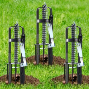 qualirey 3 pc mole trap for lawns, spear style mole killer for garden yard outdoor, alloy steel mechanical gopher vole traps, quick and clean