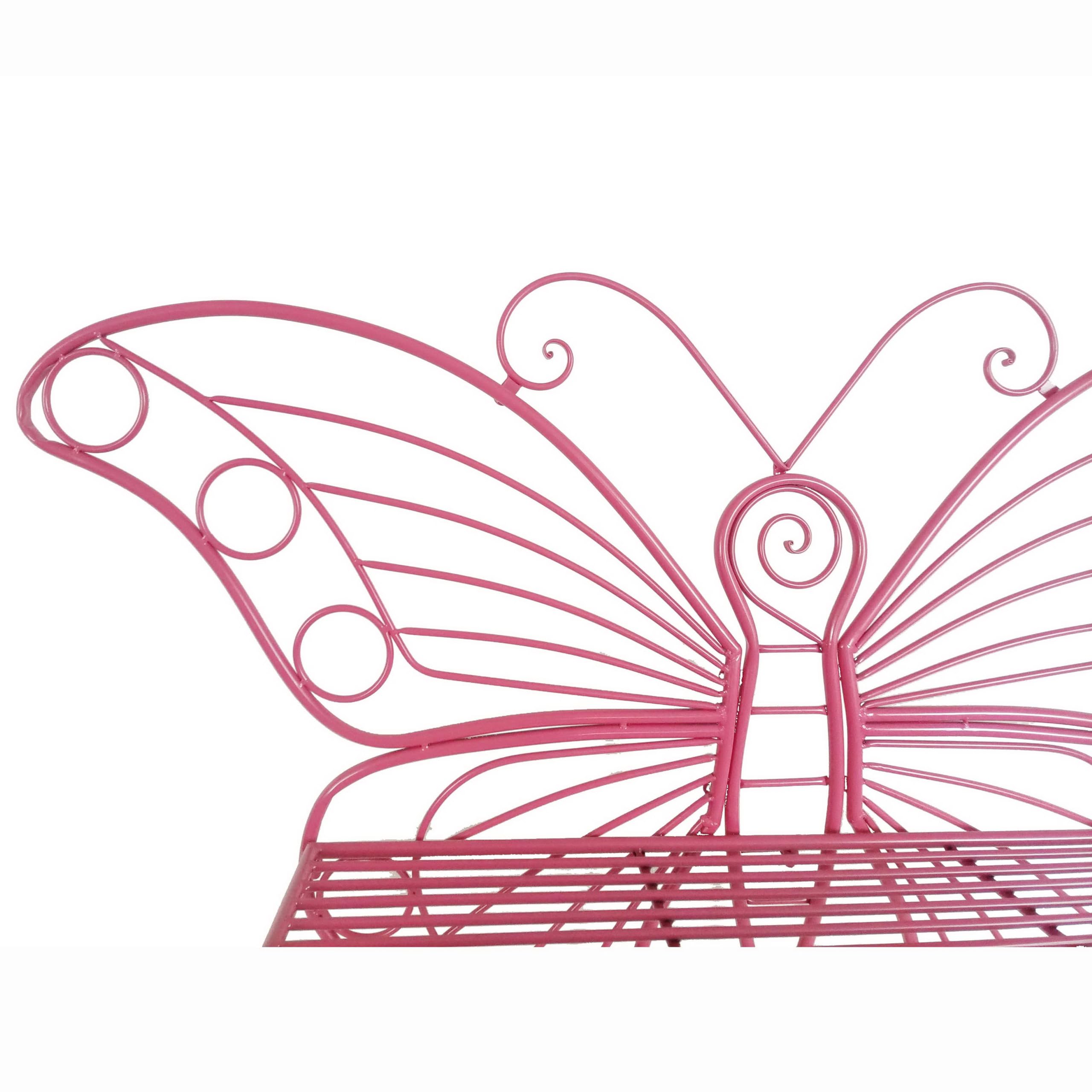 Hi-Line Gift Ltd. Pink Metal Butterfly Bench: Enchanting Outdoor Charm