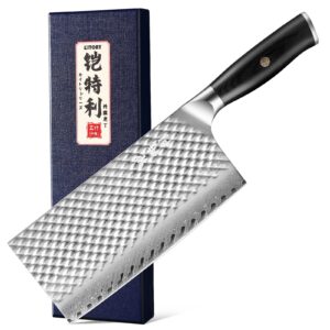 japan knife, japanese damascus meat cleaver knife 7 inch vg10 67-layers super steel sharp knife, non-slip ergonomic pakkawood handle with gift box