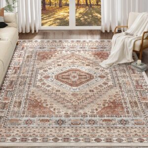 zlonetyo 5x7 area rugs for living room: large stain resistant washable rug, non-slip backing rugs for bedroom kitchen printed vintage home office indoor floor decor big carpet rug floral-multi