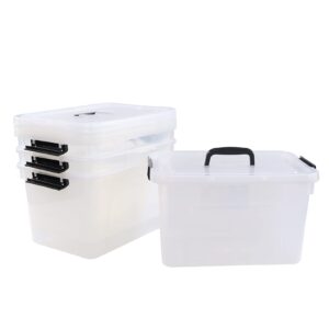 Vababa 10.5 Quart Clear Latch Storage Box with Handle, 4-Pack Plastic Storage Bin with Lid