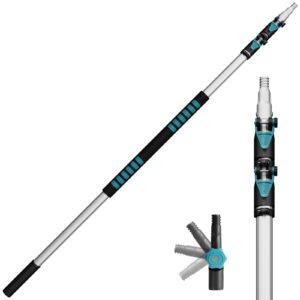 telespro 5-12ft telescoping extension pole | lightweight aluminum rod | multi-purpose extendable pole with universal twist-on metal tip | ideal for painting, dusting, window cleaning,tree sawing