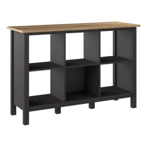 pemberly row 6 cube bookcase in vintage black & reclaimed pine - engineered wood