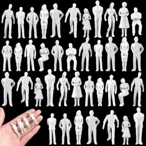 namalu 50 pcs miniature people architectural model trains white unpainted mini people figures standing and sitting mini people diorama figures for architectural project miniature scenes (1:50 scale)