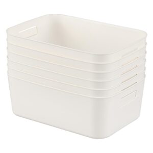 tstorage plastic open storage bins for cupboards, plastic storage baskets with handles, white, 6 packs