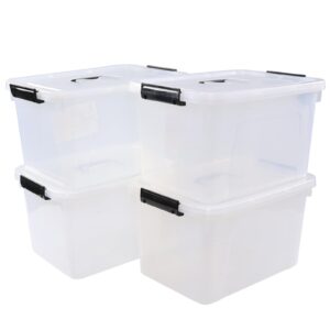 vababa 10.5 quart clear latch storage box with handle, 4-pack plastic storage bin with lid