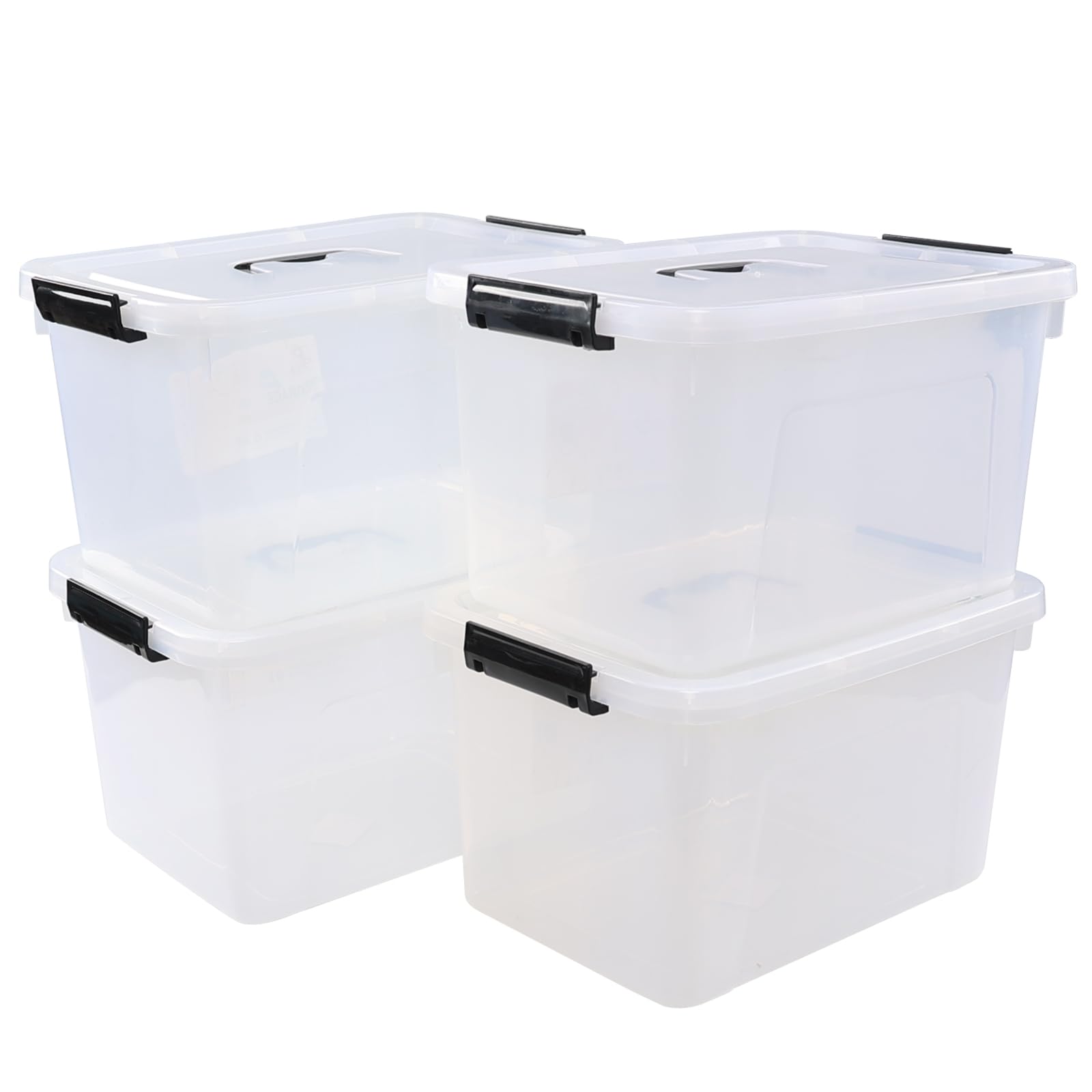 Vababa 10.5 Quart Clear Latch Storage Box with Handle, 4-Pack Plastic Storage Bin with Lid