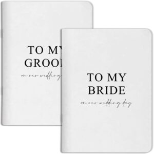 wedding vow books his and hers, gold foil lettering & keepsake sleeve, wedding day essentials, beautiful his and hers gifts for the bride and groom (white & white)