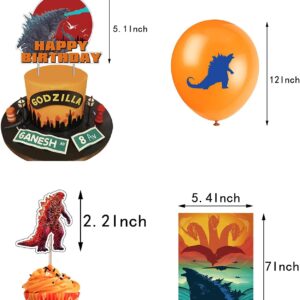 Birthday Party Decorations 44PCS Dinosaur Movie Party Supplies Including 1PC Long Banner, 1PC Huge Happy Birthday Cake Topper, 24PCS Cupcake Toppers, 18PCS Balloons for Kids