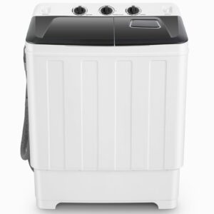 nictemaw portable washing machine 30lbs capacity washer and dryer combo 2 in 1 compact twin tub laundry washer (19lbs) & spinner (11lbs) with built-in drain pump, time control, for apartment dorms rv