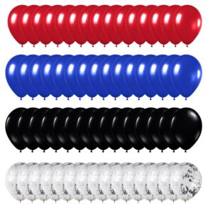 red blue black balloon kit,12-inch latex royal blue red black balloons with metallic silver latex balloon for theme party boys kids birthday baby shower graduation party decorations