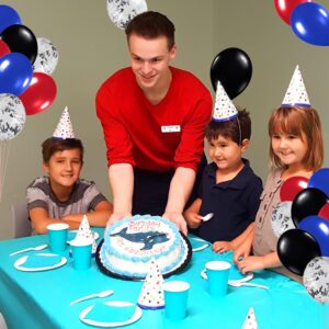 Red Blue Black Balloon Kit,12-Inch Latex Royal Blue Red Black Balloons with Metallic Silver Latex Balloon for Theme Party Boys Kids Birthday Baby Shower Graduation Party Decorations