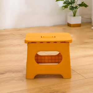 enforose folding step stool, portable strong space saving plastic footstool for adults and kids(yellow)