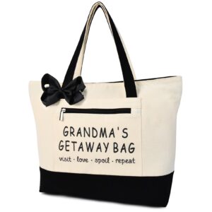 kuiran grandma gifts, tote bag grandma birthday gifts, mothers day gifts for grandma, christmas gifts for grandma, canvas tote bag for shopping, travel - gifts for grandma from grandkids