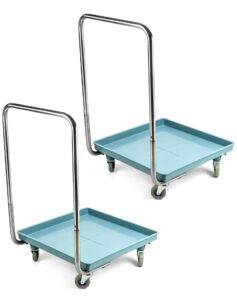 qwork warewashing rack dolly, 2 pack, 21.26" x 21.26" x 34.65", 200 lbs load capacity, with detachable handle and 4 swivel casters, 1 pack