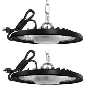 2 packs authentic 120w ufo led high bay light high bay led lights 18000lm super bright dimmable 5000k dlc/etl listed lights 6ft with us plug high bay led light warehouse workshop garage basement