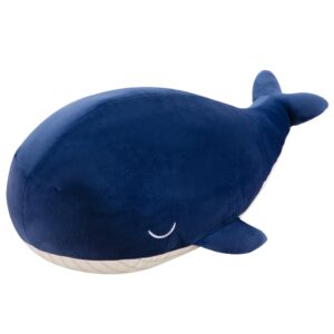 wanhijo gentle whale plush toy ultra soft cotton sea mammal doll cozy companion for all ages children best birthday gift pillow (blue 10inch)