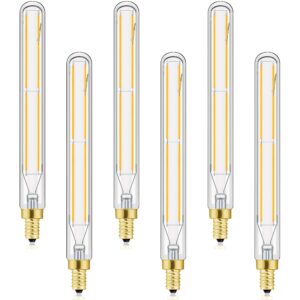 e12 long tubular light bulbs,6w led edison bulbs soft white 3000k,750lm,7.3inch,75watt candelabra incandescent bulbs equivalent vintage led filament edison candle bulbs,6pack.