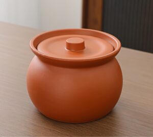 generic cute mini kitchen clay cooking pot - traditional ceramic pot with lid for healthy cooking - multipurpose cooking pot use for home kitchen or restaurant, 9cmx12cmx12cm, brown