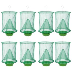 ranch fly trap with bait tray, reusable fly traps fly catcher cage for indoor or outdoor family farms, park, restaurants (8 pack) 01